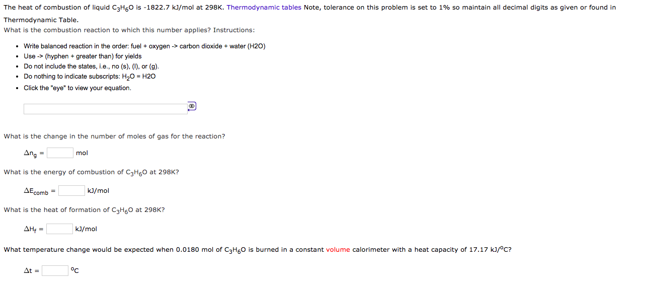 Solved The heat of combustion of liquid CHO is -1822.7 | Chegg.com