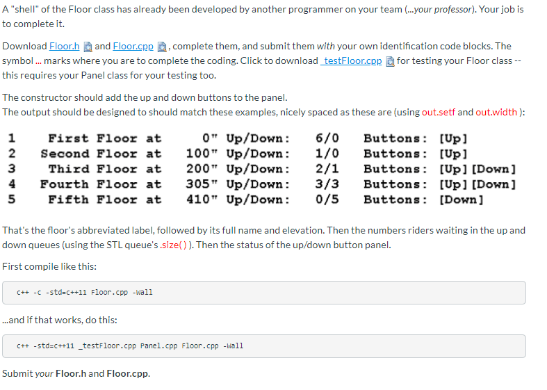 A "shell" of the Floor class has already been | Chegg.com