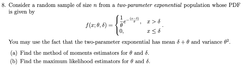 Solved Consider a random sample of size n from a | Chegg.com