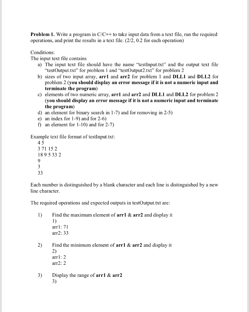 Solved Problem 1 Write A Program In Cc To Take Input 