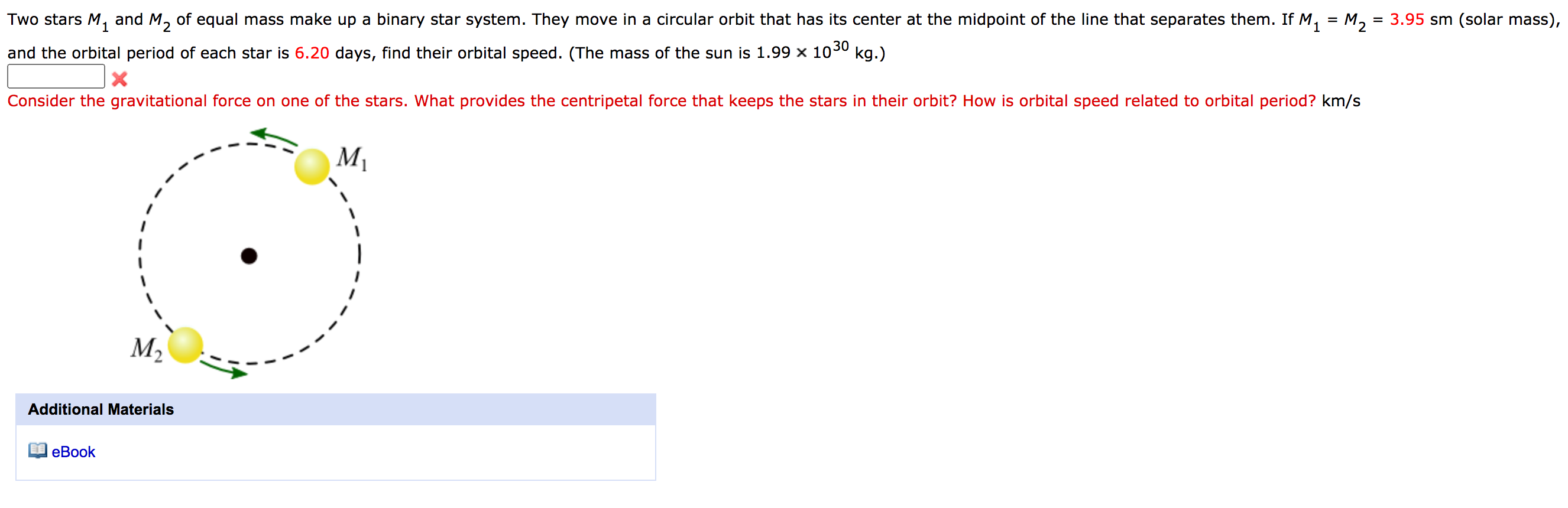 Solved Two stars M, and M2 of equal mass make up a binary | Chegg.com