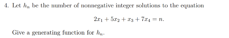 Solved 4. Let hn be the number of nonnegative integer | Chegg.com