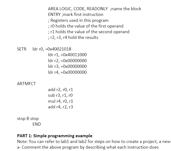 Solved AREA LOGIC, CODE, READONLY ;name the block ENTRY;mark | Chegg.com