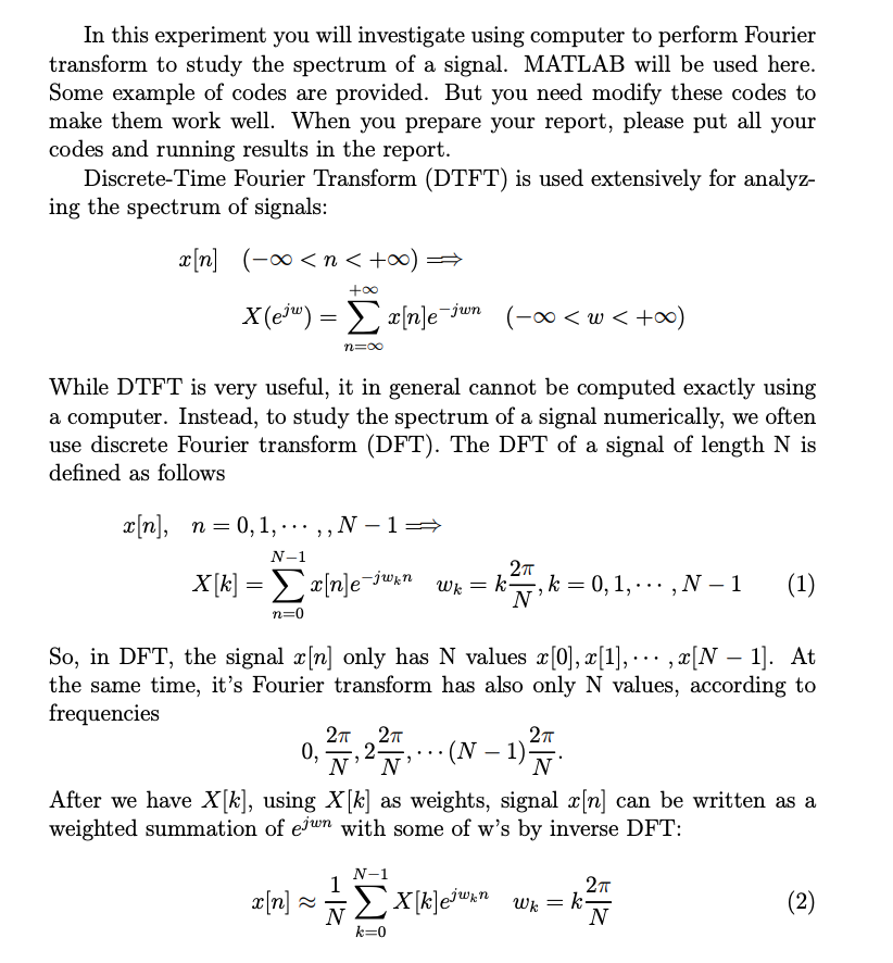 2.3 Now apply the inverse DFT as shown in formula | Chegg.com