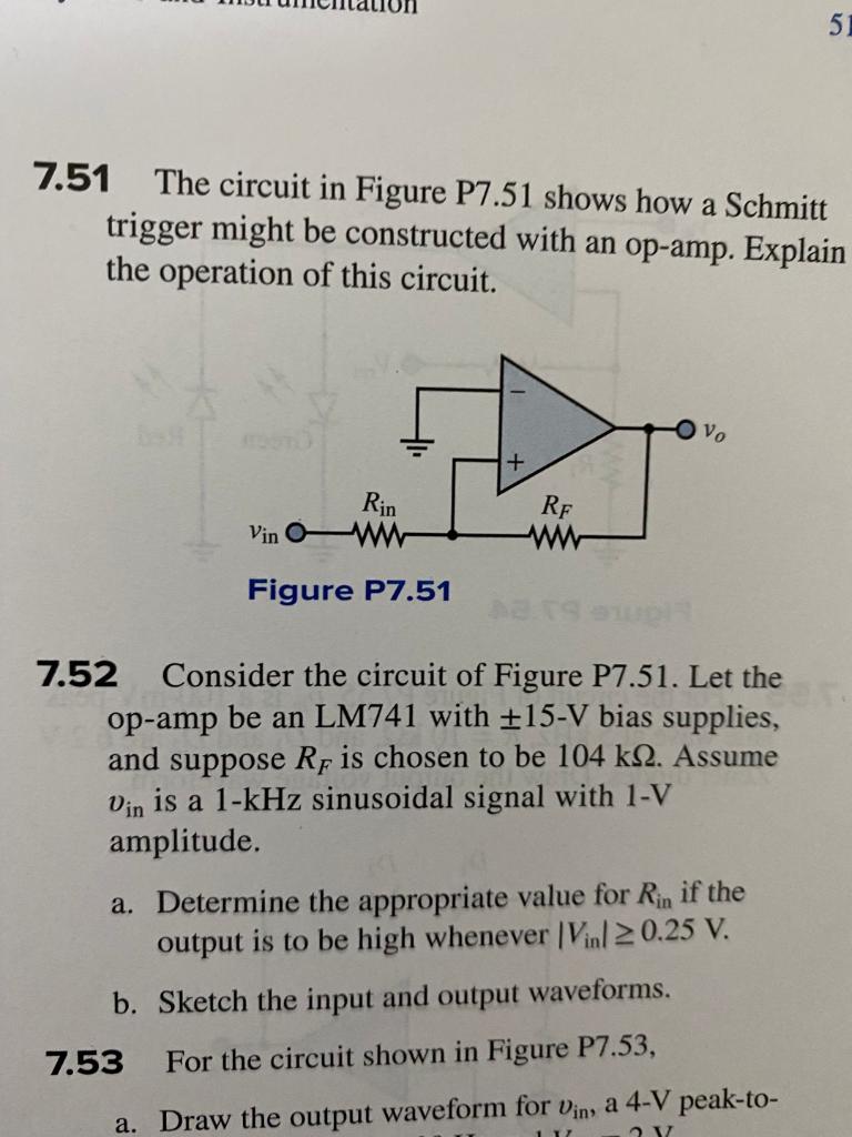 Solved 7.51 The circuit in Figure P7.51 shows how a Schmitt | Chegg.com