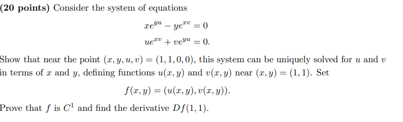 Solved (20 points) Consider the system of equations | Chegg.com