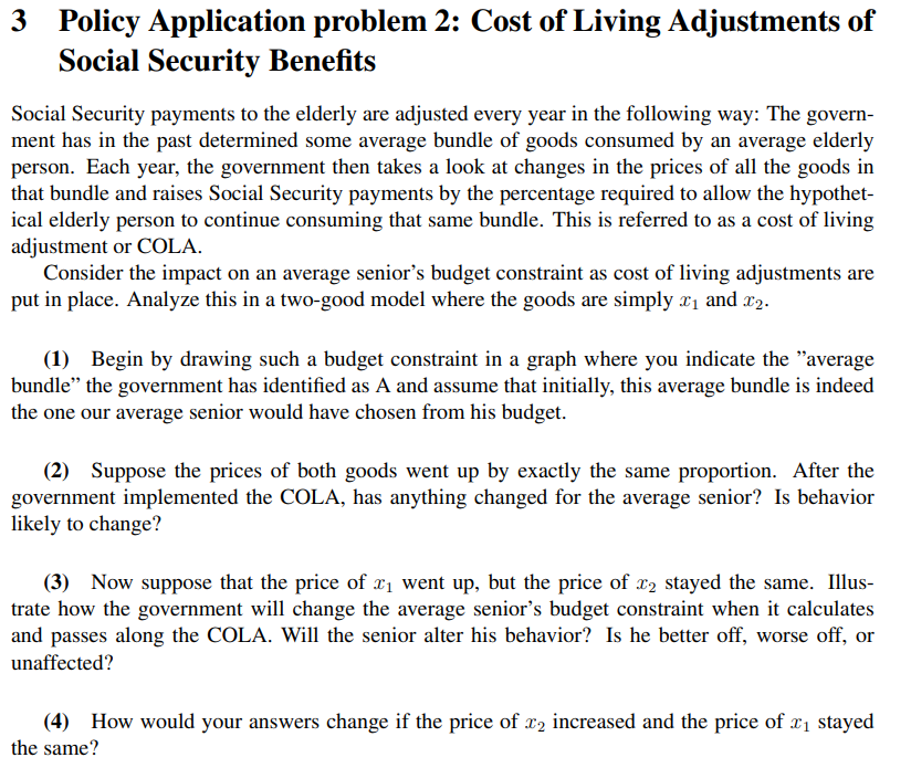 Solved 3 Policy Application problem 2: Cost of Living | Chegg.com