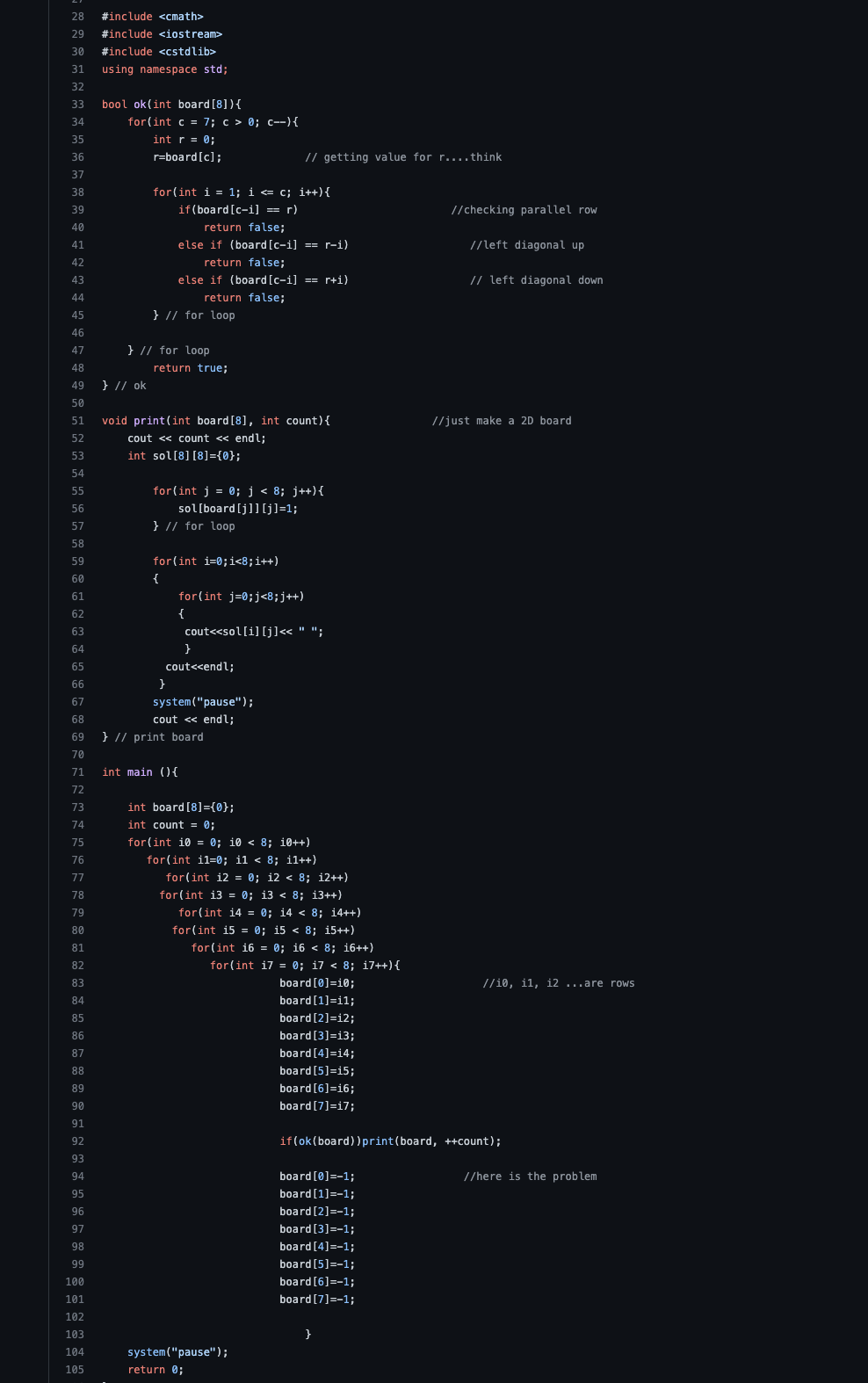 Solved This code is for the 1D 8 queens brute force. Where | Chegg.com