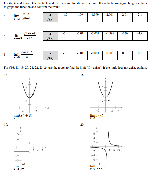 Solved For #2, 4, and 8 complete the table and use the | Chegg.com