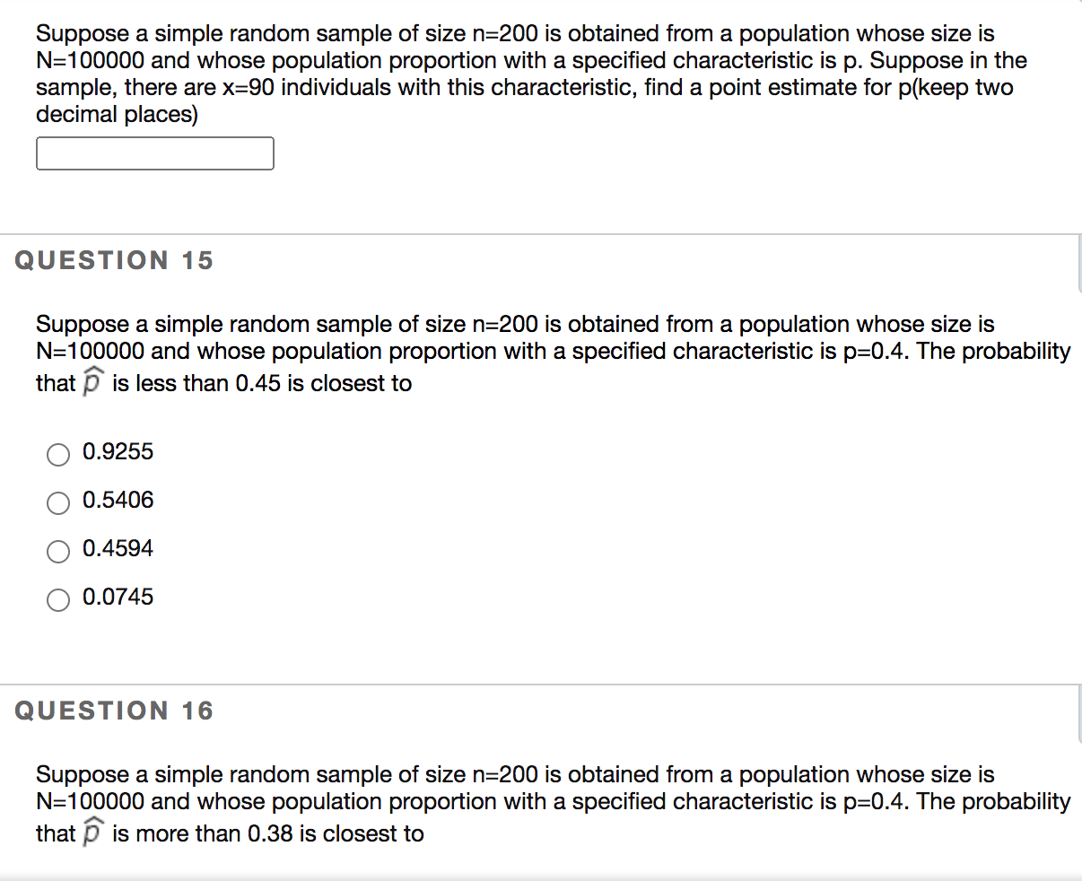 Solved Suppose a simple random sample of size n=200 is | Chegg.com