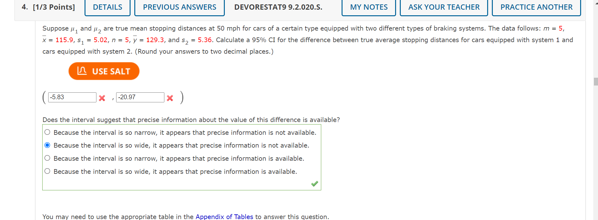 Solved 4. [173 Points] DETAILS PREVIOUS ANSWERS DEVORESTAT9 | Chegg.com