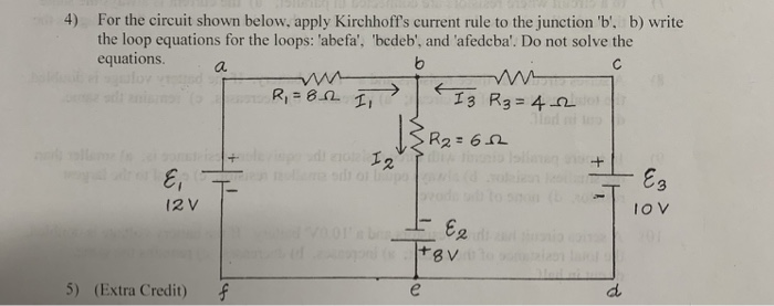 Solved For the circuit shown below, apply Kirchhoff's | Chegg.com