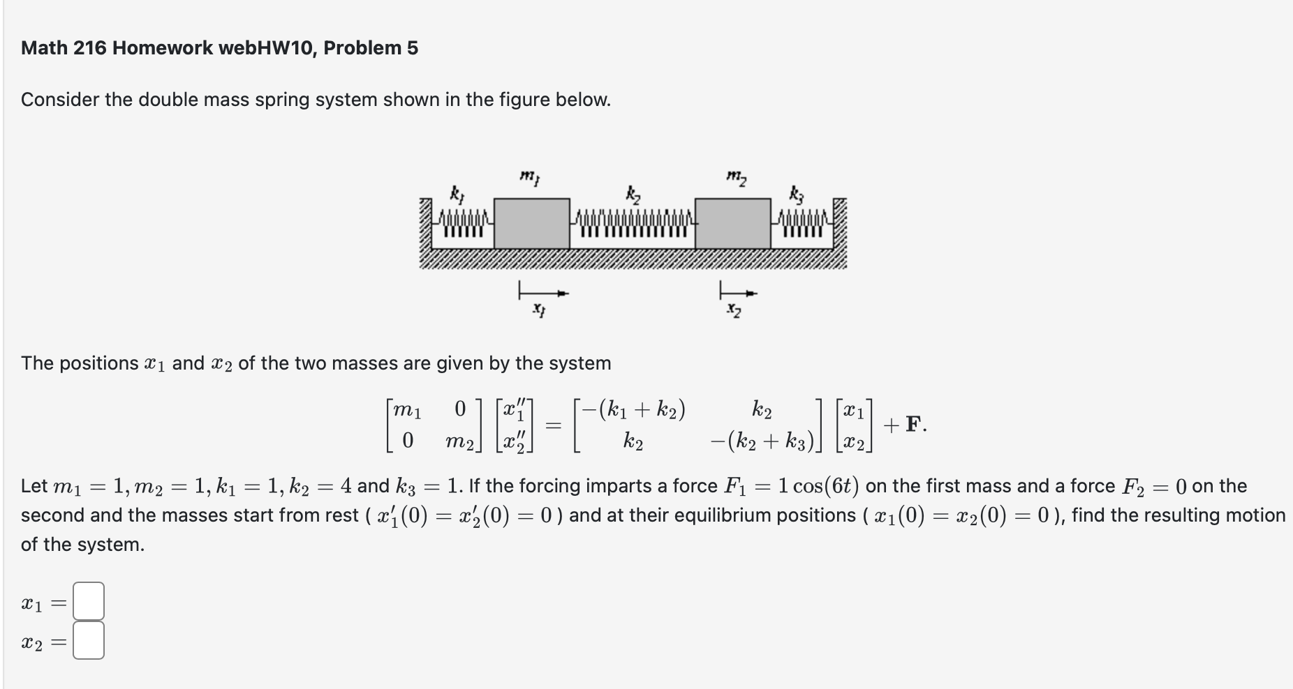 Solved Math 216 Homework webHW10, Problem 5 Consider the | Chegg.com