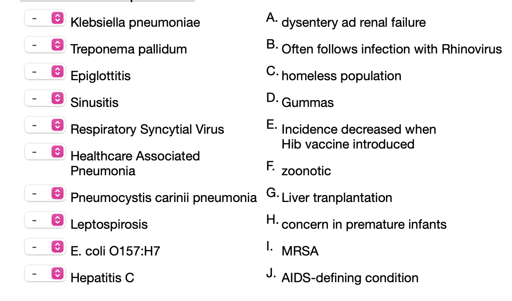 Solved Match the following. Each answer has exactly one | Chegg.com