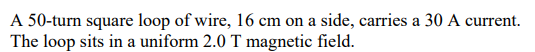 Solved A 50 -turn square loop of wire, 16 cm on a side, | Chegg.com