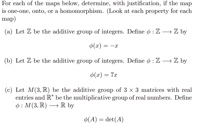 Solved For each of the maps below, determine, with | Chegg.com