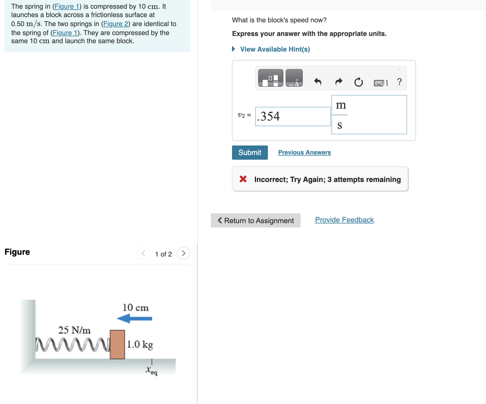 The spring in (Figure 1) is compressed by 10 cm. It | Chegg.com