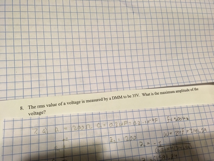 Solved The rms value of a voltage is measured by a DMM to be | Chegg.com