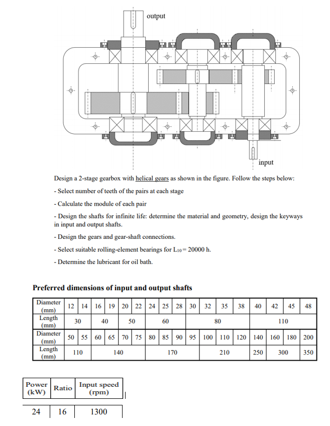 output . - . ..... input Design a 2-stage gearbox | Chegg.com