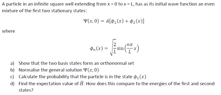 Solved A particle in an infinite square well extending from | Chegg.com