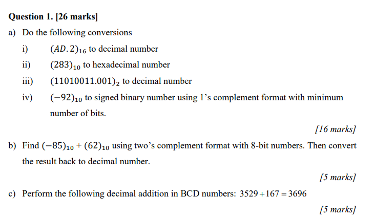 Solved Question 1. [26 marks] a) Do the following | Chegg.com