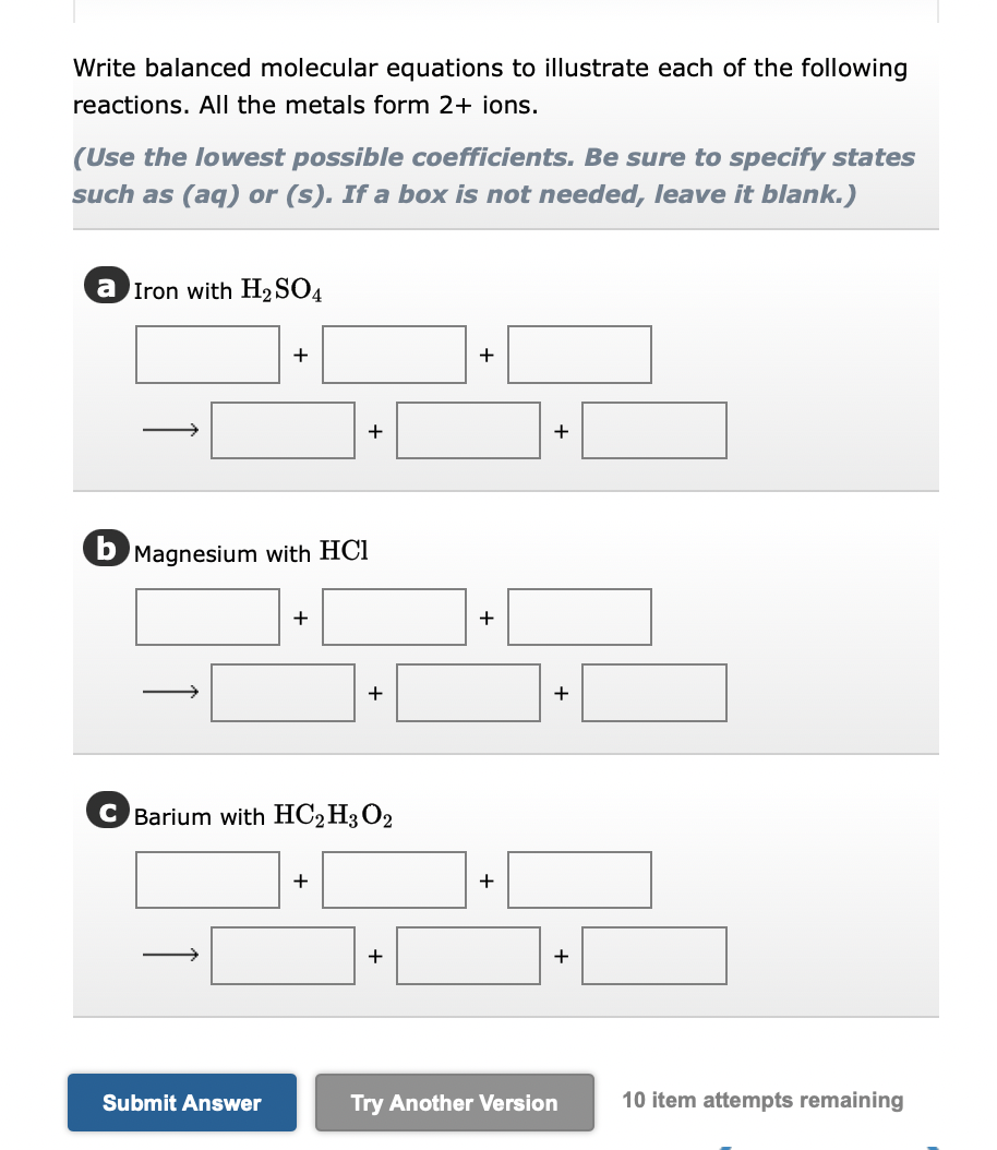 Solved Write balanced molecular equations to illustrate each | Chegg.com