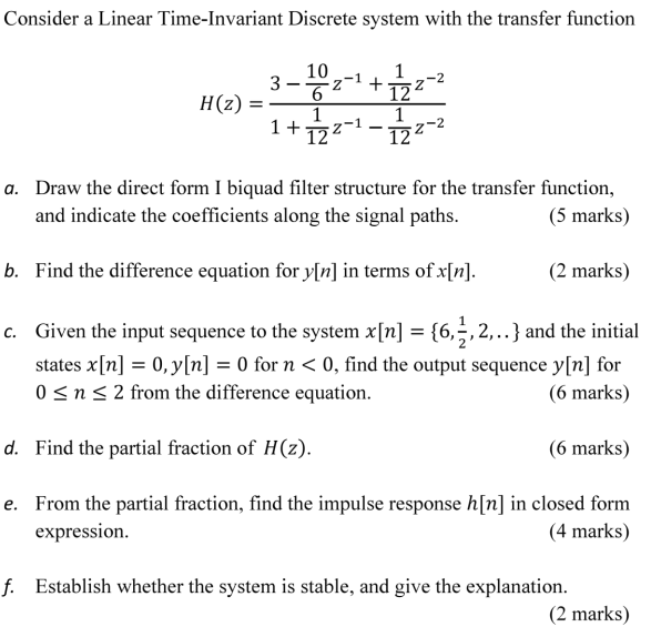 Solved Consider a Linear Time-Invariant Discrete system with | Chegg.com
