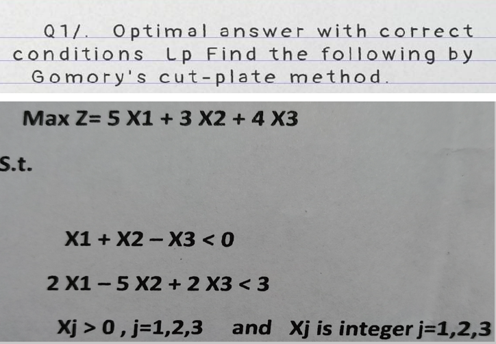 Solved Q1/. Optimal answer with correct conditions Lp Find | Chegg.com