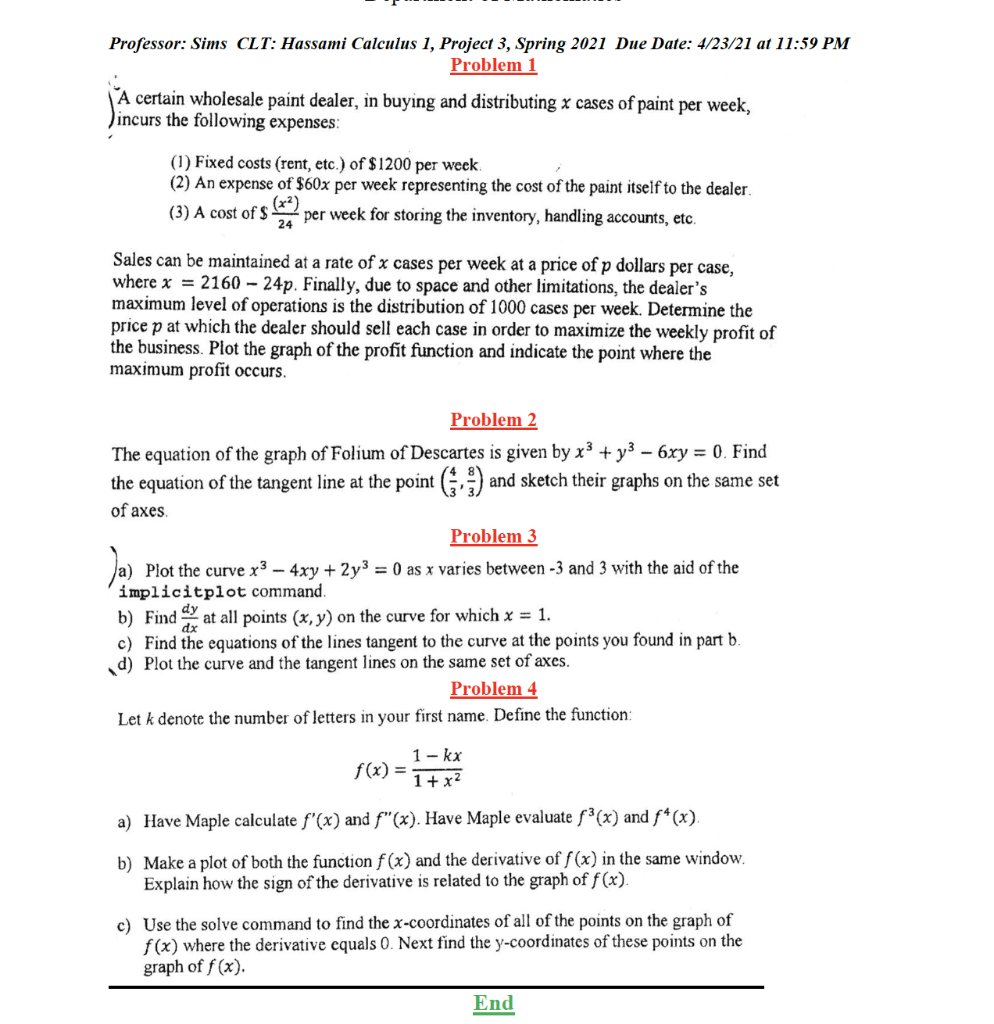 All The Problem Must Be Solve By Using Maple Lab 