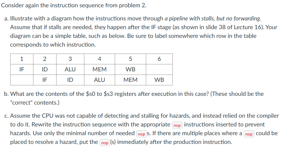 Solved by an EXPERT Consider again the instruction sequence.Sequence: add | Chegg.com