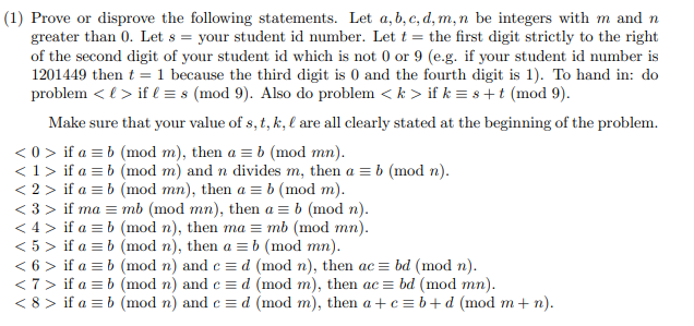 Solved (1) Prove or disprove the following statements. Let | Chegg.com