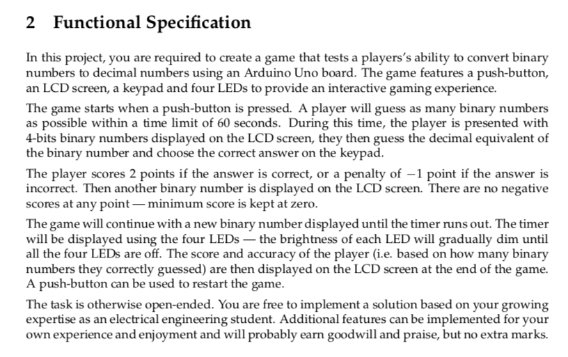 Solved I Need To Create This Game Using Arduino The Use Of 