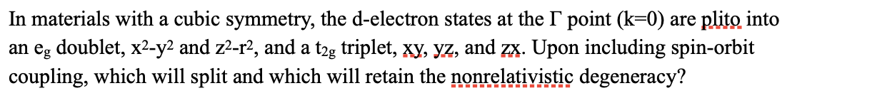 Solved In materials with a cubic symmetry, the d-electron | Chegg.com