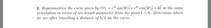 Solved Reparametrize the curve given by r(t) = e^4t sin(3t)i | Chegg.com