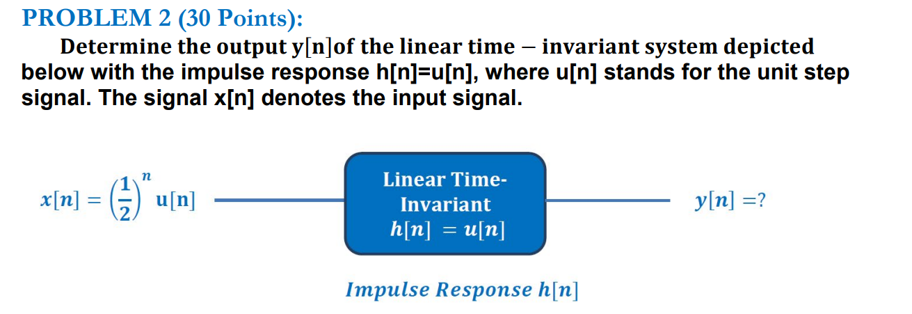 Solved PROBLEM 2 (30 Points): Determine the output y[n] of | Chegg.com