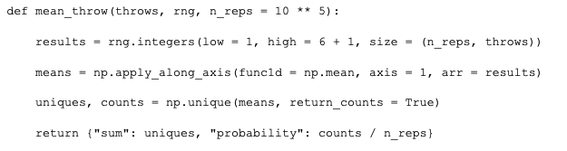 Solved rng - np.random.default_rng (seed 313) n reps 10 ** 5 | Chegg.com
