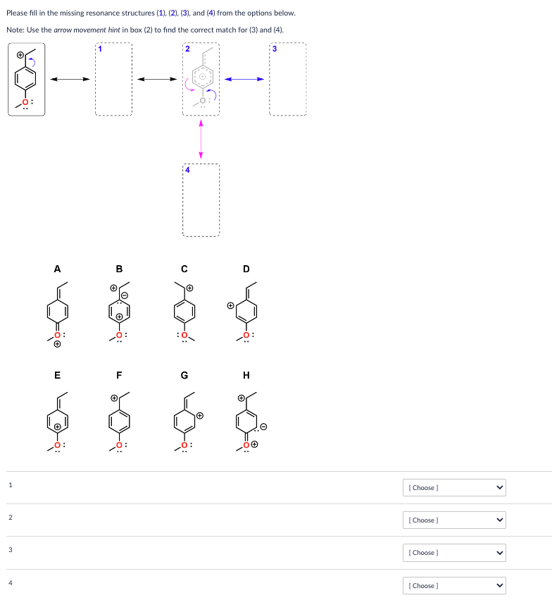 Solved Please fill in the missing resonance structures (1), | Chegg.com