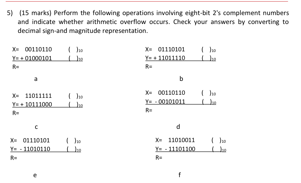 Solved (15 ﻿marks) ﻿Perform the following operations | Chegg.com