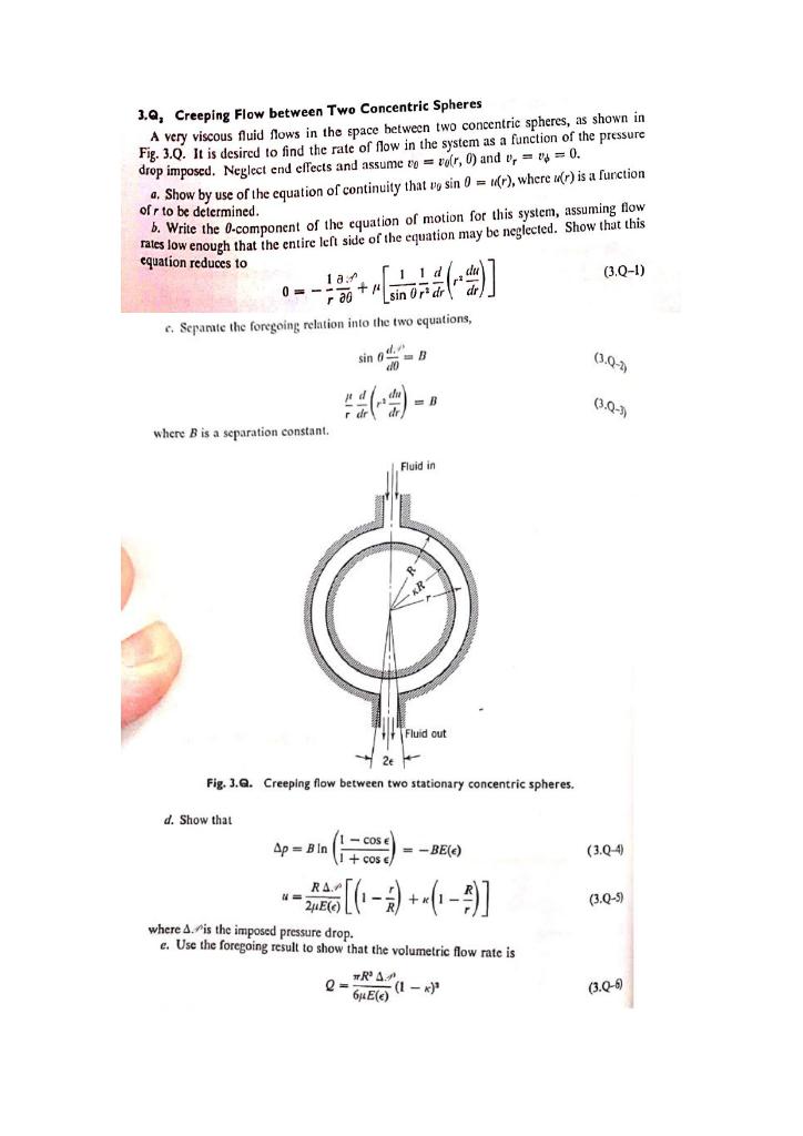 Solved 3.Q, Creeping Flow between Two Concentric Spheres A | Chegg.com