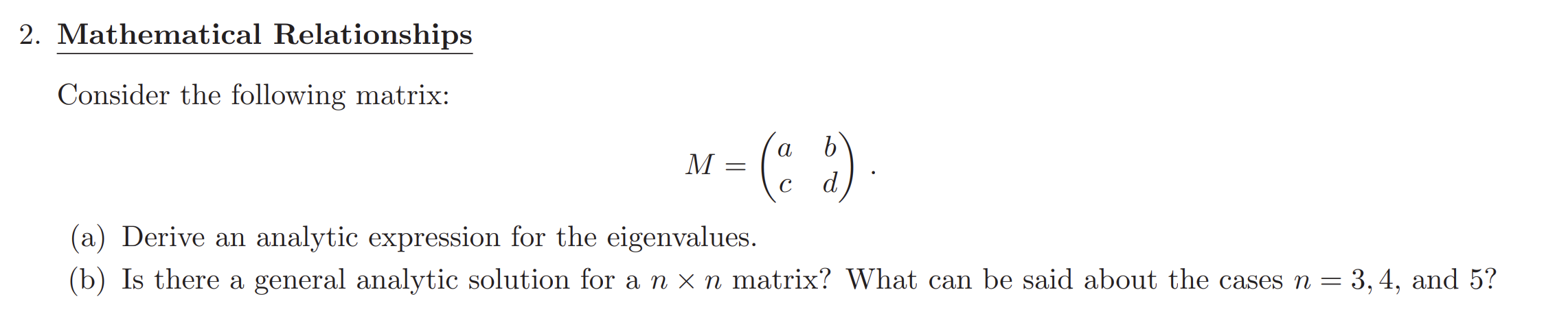 Solved 2. Mathematical Relationships Consider the following | Chegg.com