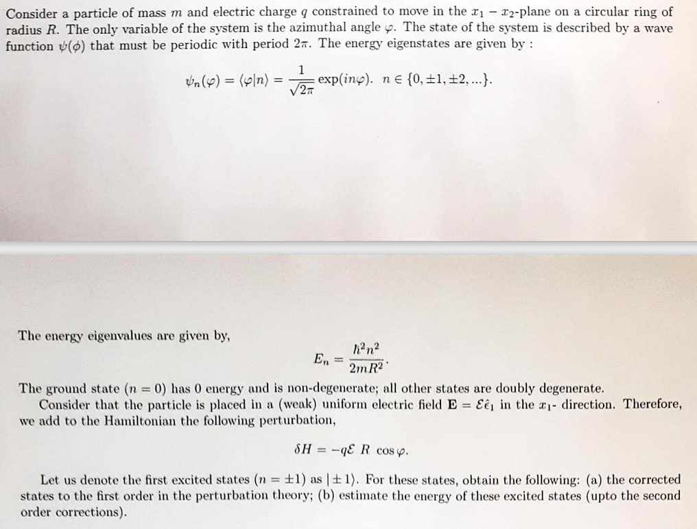 Solved Consider a particle of ﻿mass m ﻿and electric charge q | Chegg.com
