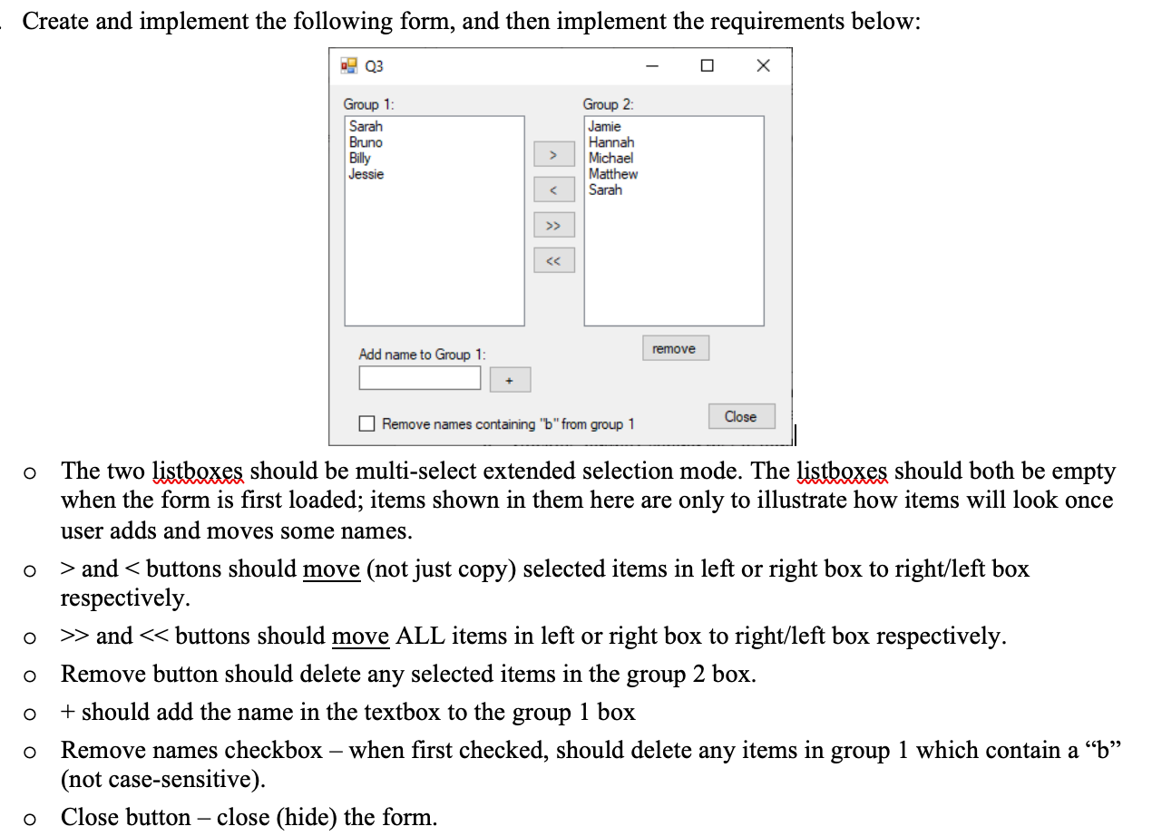Solved Create and implement the following form, and then | Chegg.com