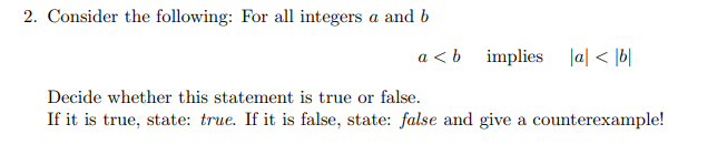 Solved 2. Consider the following: For all integers a and b a | Chegg.com