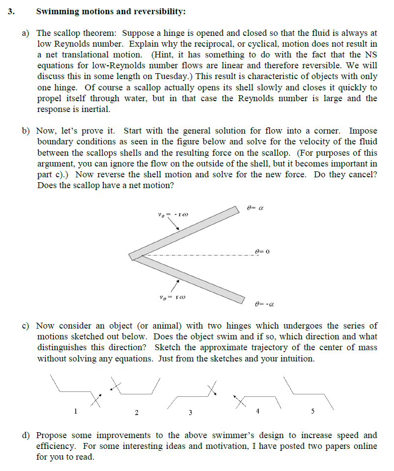 3. Swimming motions and reversibility: a) The scallop | Chegg.com