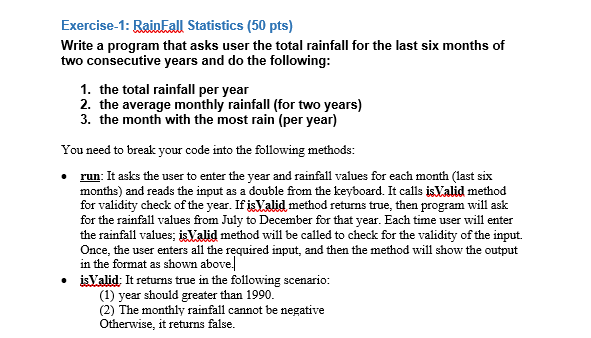 Solved Exercise-1: Rainfall Statistics (50 pts) Write a | Chegg.com