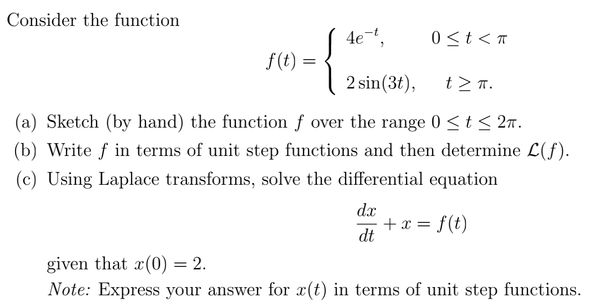 Solved Consider the function | tet, 0 | Chegg.com