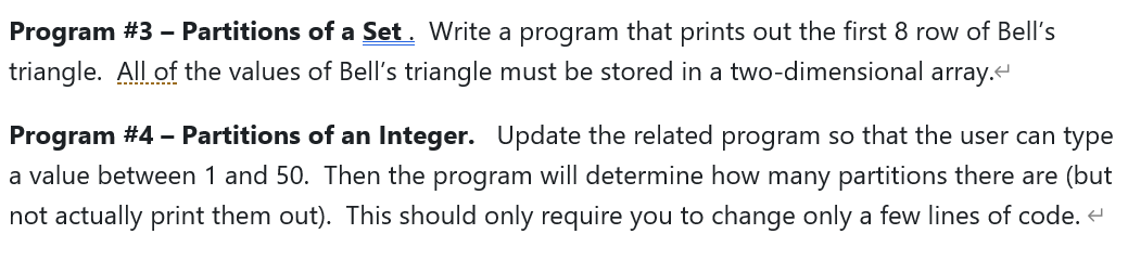 Solved Program #3 – Partitions of a Set. Write a program | Chegg.com