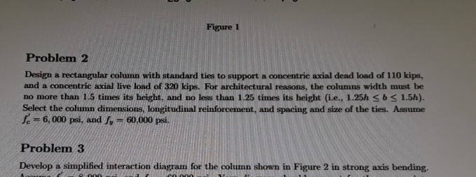 Solved Figure 1 Problem 2 Design a rectangular column with | Chegg.com