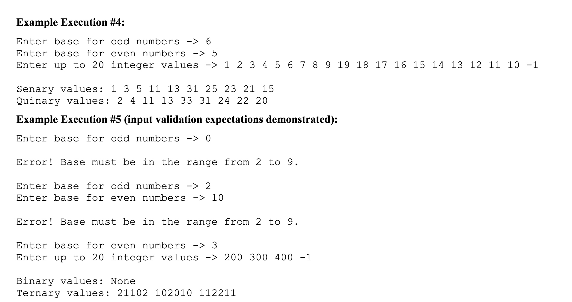 Solved Example Execution #4: Enter base for odd numbers -> | Chegg.com