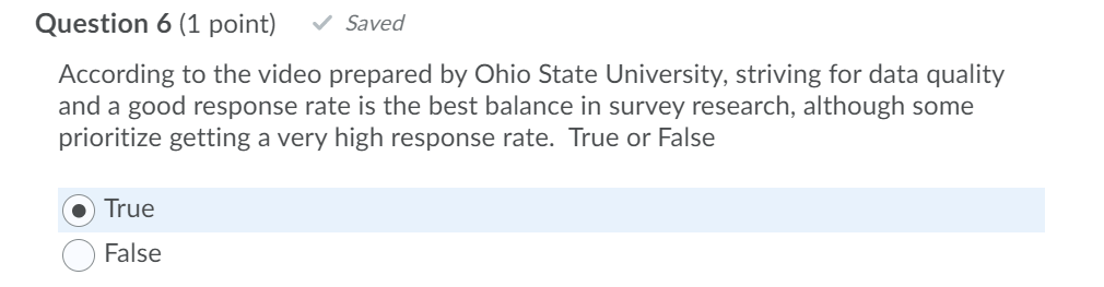 Solved Question 6 (1 point) Saved According to the video | Chegg.com